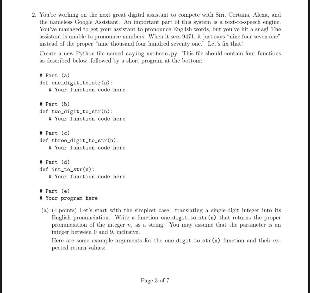 Solved 2. You're working on the next great digital assistant | Chegg.com