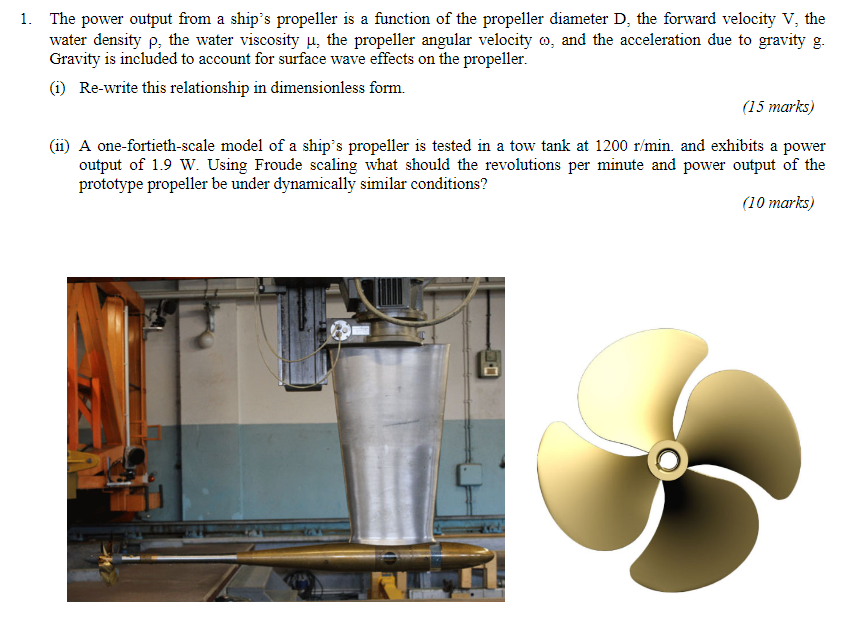 Solved The power output from a ship's propeller is a | Chegg.com