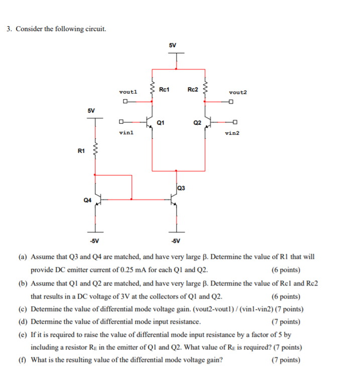 Solved 3. Consider the following circuit. 5V Rc1 Rc2 vout2 | Chegg.com