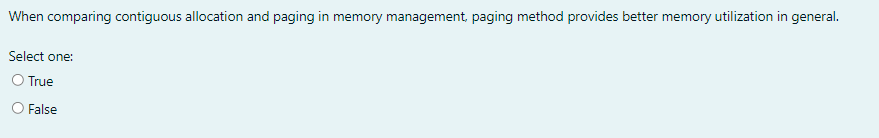 Solved When comparing contiguous allocation and paging in | Chegg.com