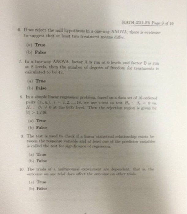Solved If we reject the null hypothesis in a one-wav ANOVA, | Chegg.com