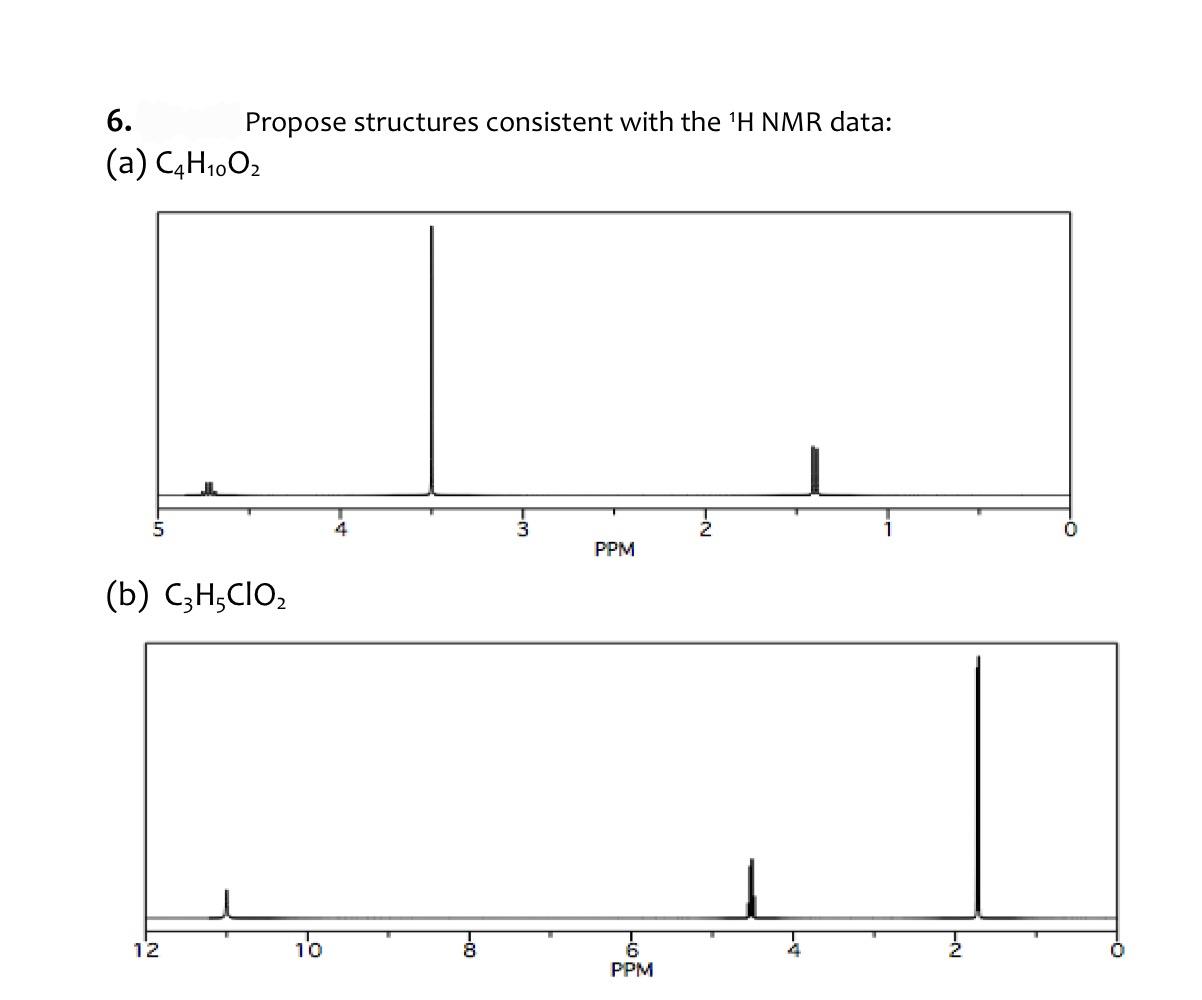Solved 6. Propose structures consistent with the 'H NMR | Chegg.com