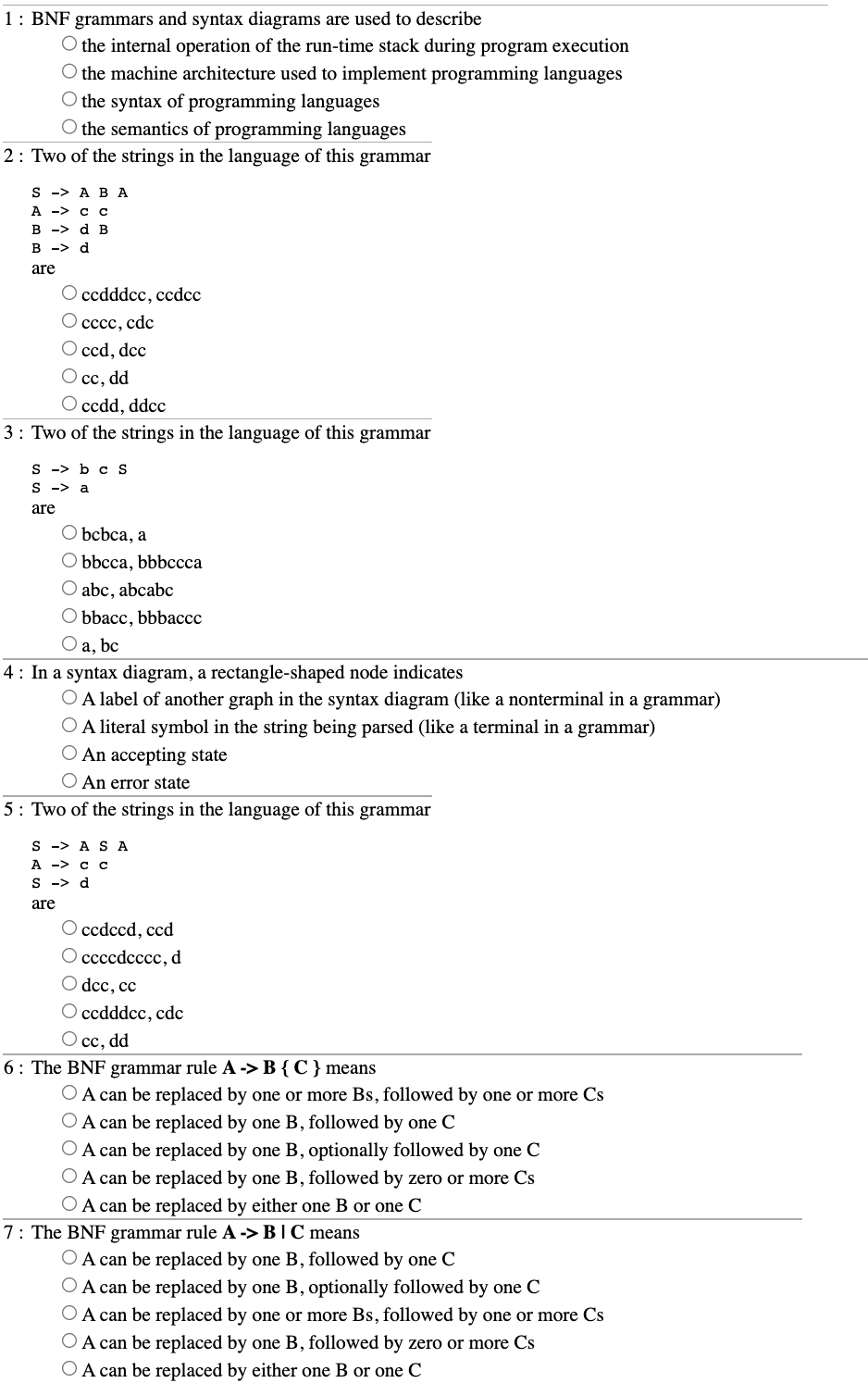 Solved 1: BNF grammars and syntax diagrams are used to | Chegg.com