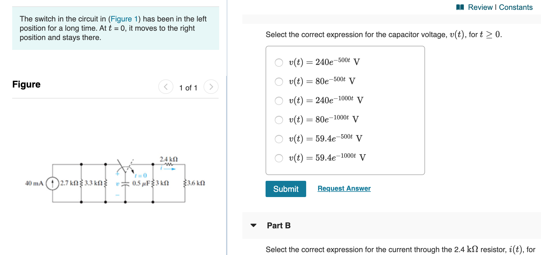 Solved Review | Constants The switch in the circuit in | Chegg.com