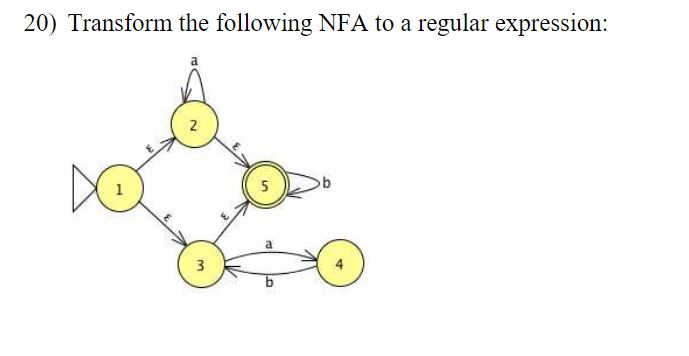 Solved 20) Transform the following NFA to a regular | Chegg.com