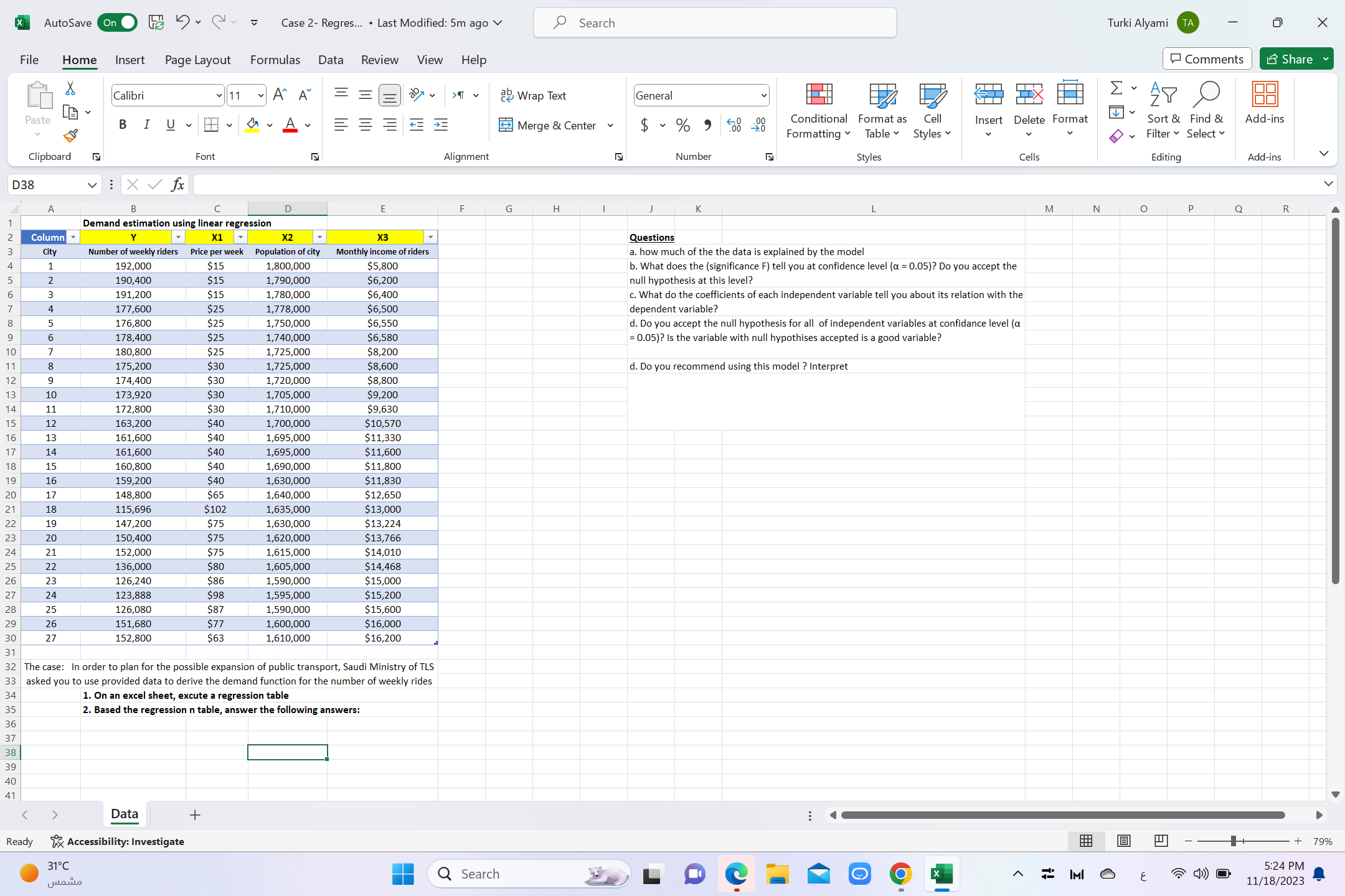 Solved I need your help to solve this case sudty by excel | Chegg.com