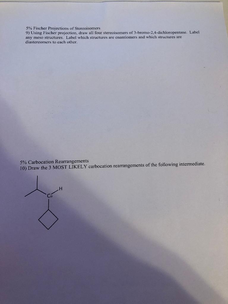 Solved 5% Fischer Projections of Stereoisomers 9) Using | Chegg.com
