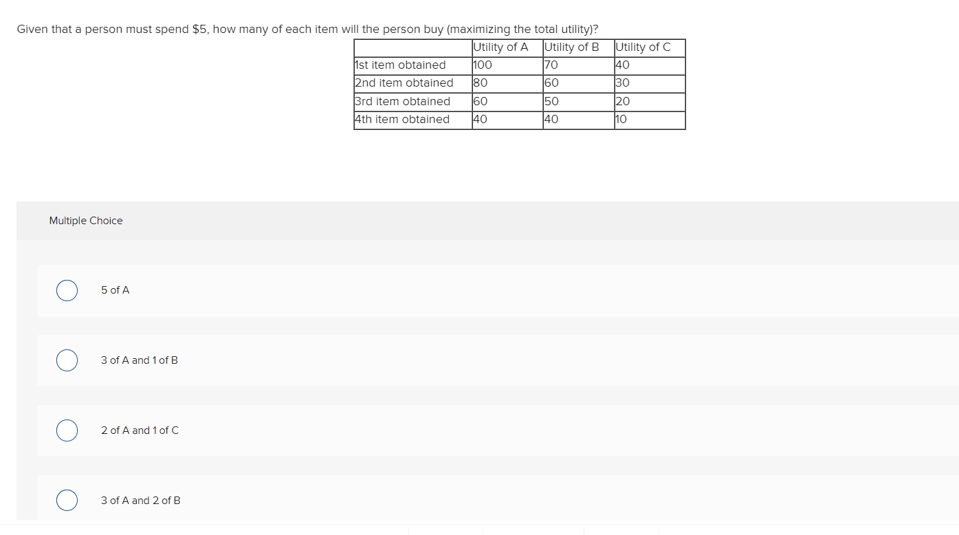 Solved Multiple Choice 5 of A 3 of A and 1 of B 2 of A and 1 | Chegg.com