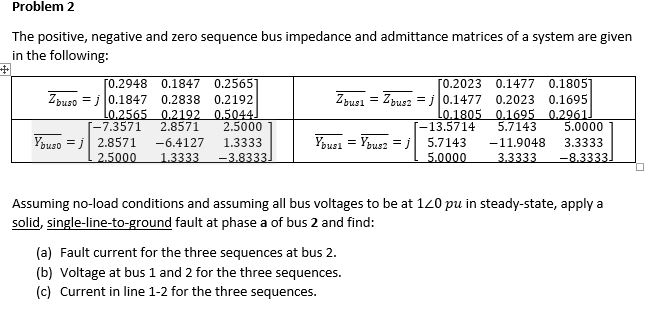 Solved Problem 2 The positive, negative and zero sequence | Chegg.com