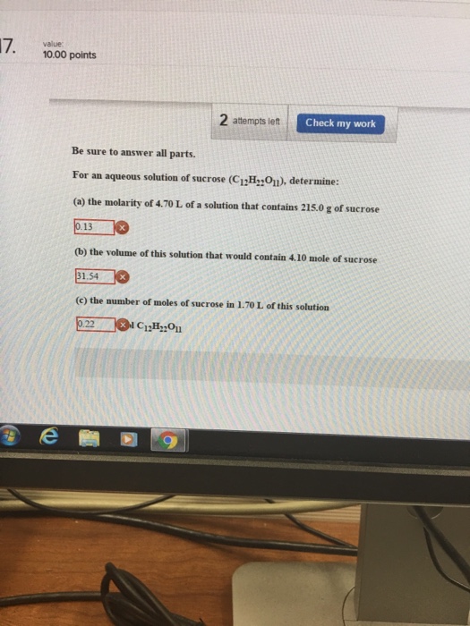 Solved For an aqueous solution of sucrose (C_12H_22O_11), | Chegg.com