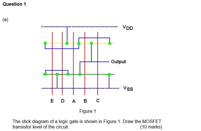 Solved Question 1 (a) VDD Output Vss E D A B C Figure 1 The | Chegg.com