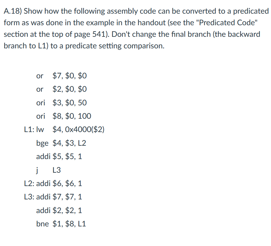 A.18) Show how the following assembly code can be | Chegg.com