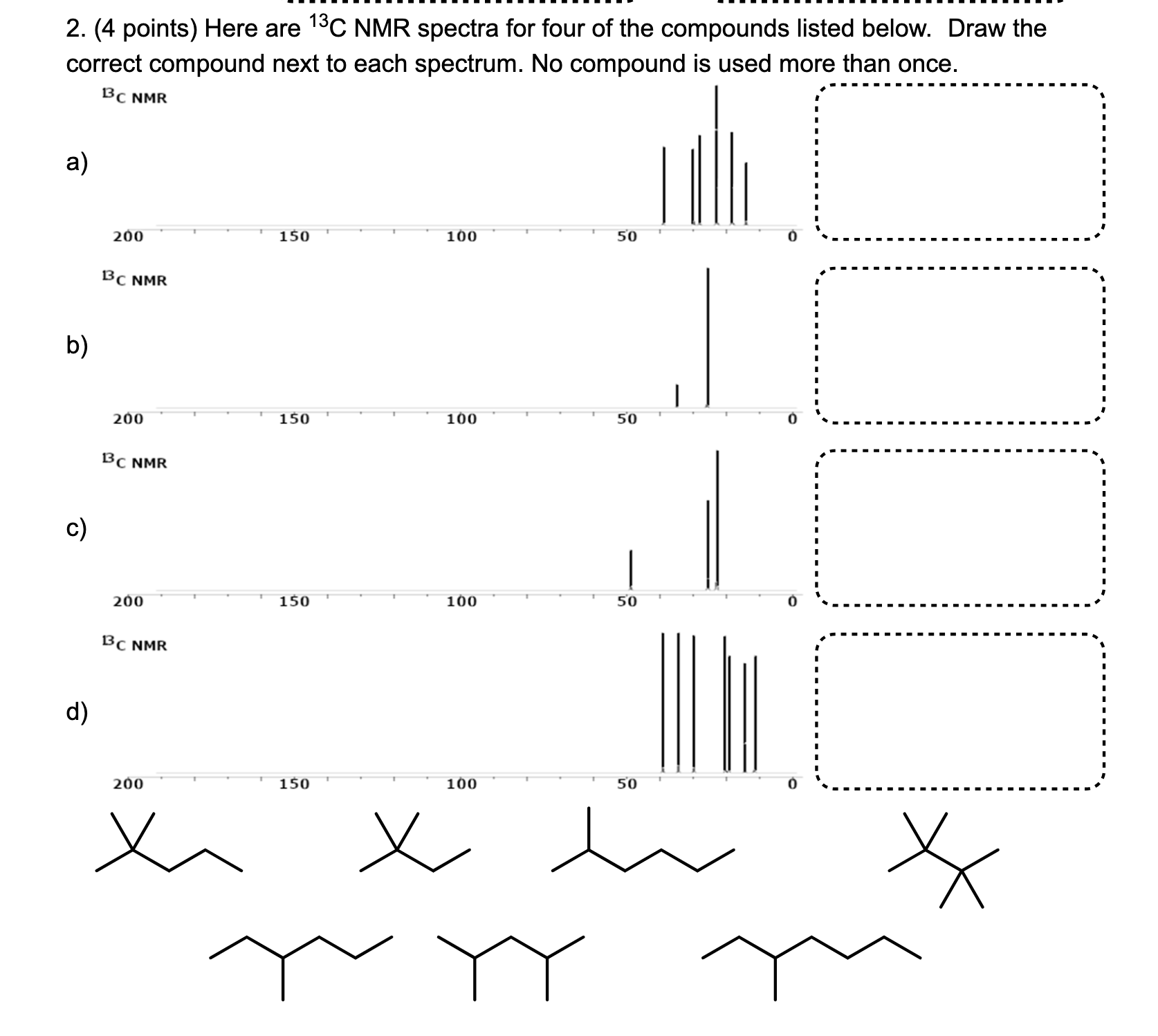 Solved (4 points) Here are ?13C NMR spectra for four of | Chegg.com Solved (4 points) Here are ?13C NMR spectra for four of | Chegg.com