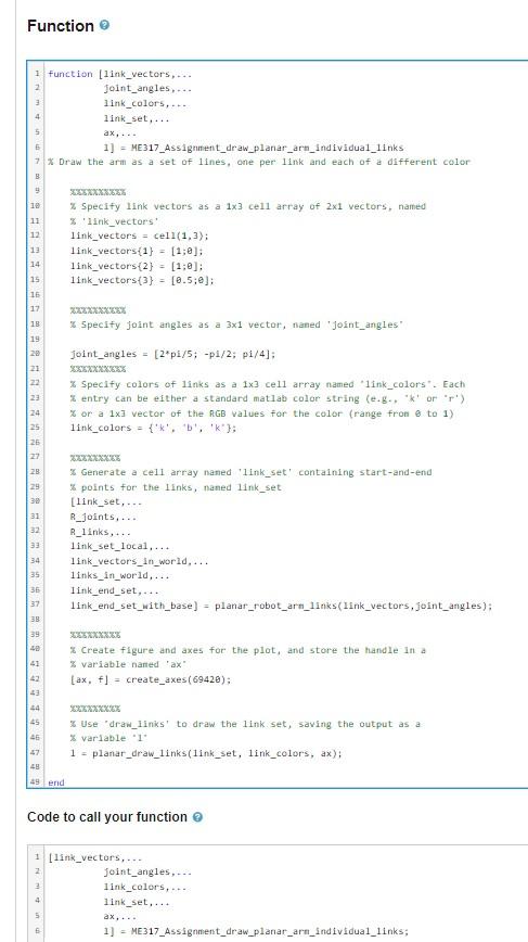 Solved Make a plot of a planar a 3-link arm, with each link | Chegg.com