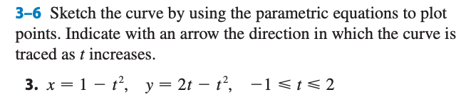 Solved 3-6 Sketch the curve by using the parametric | Chegg.com