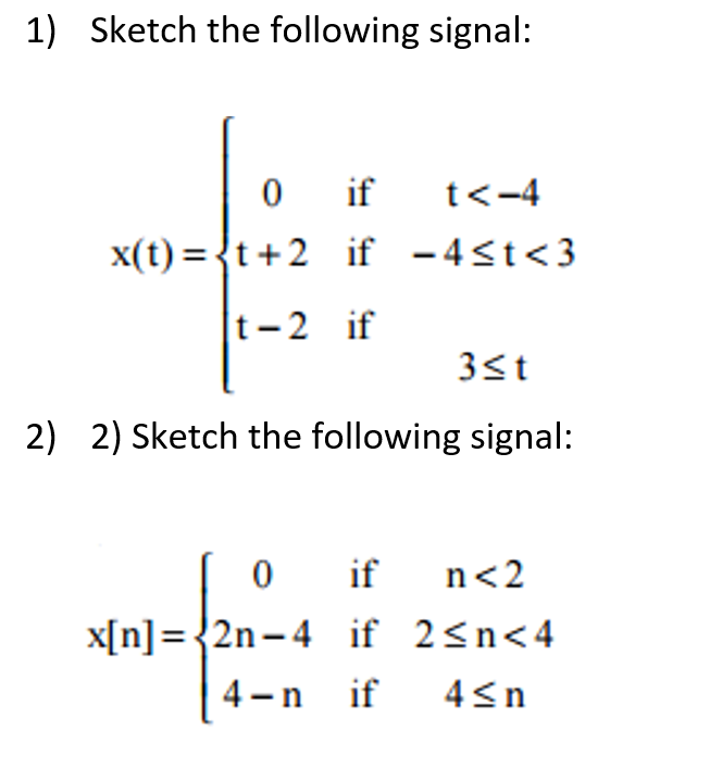 Solved 1) Sketch the following signal: 0 if t