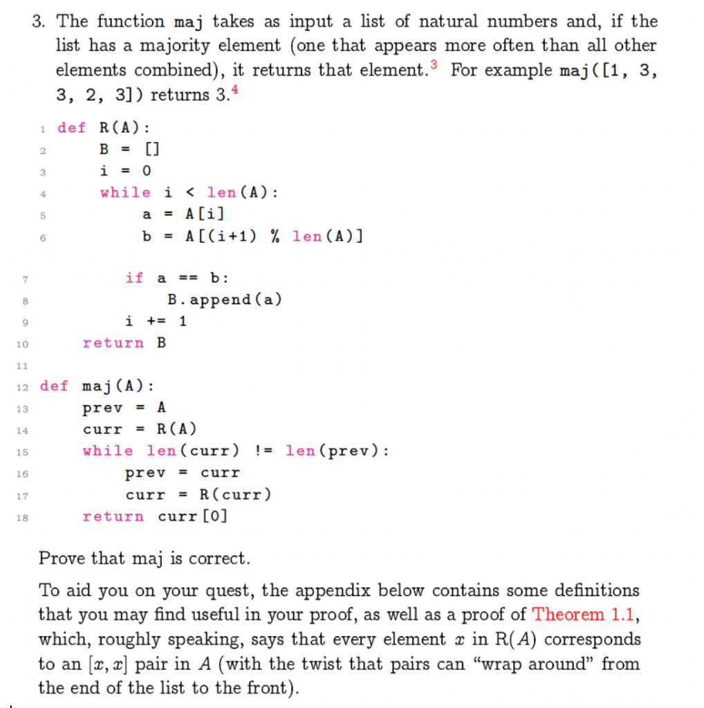 Solved 3. The function maj takes as input a list of natural | Chegg.com