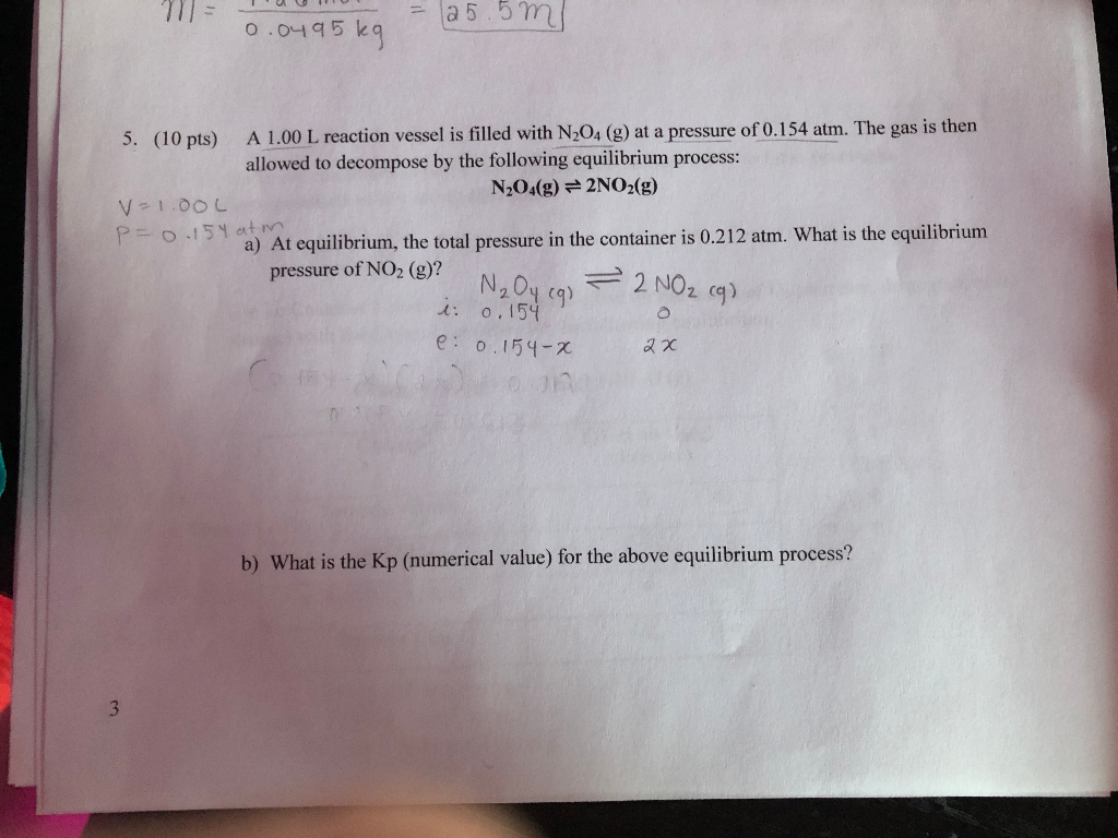 Solved O.045 k 5. (10 pts) A 1.00 L reaction vessel is | Chegg.com