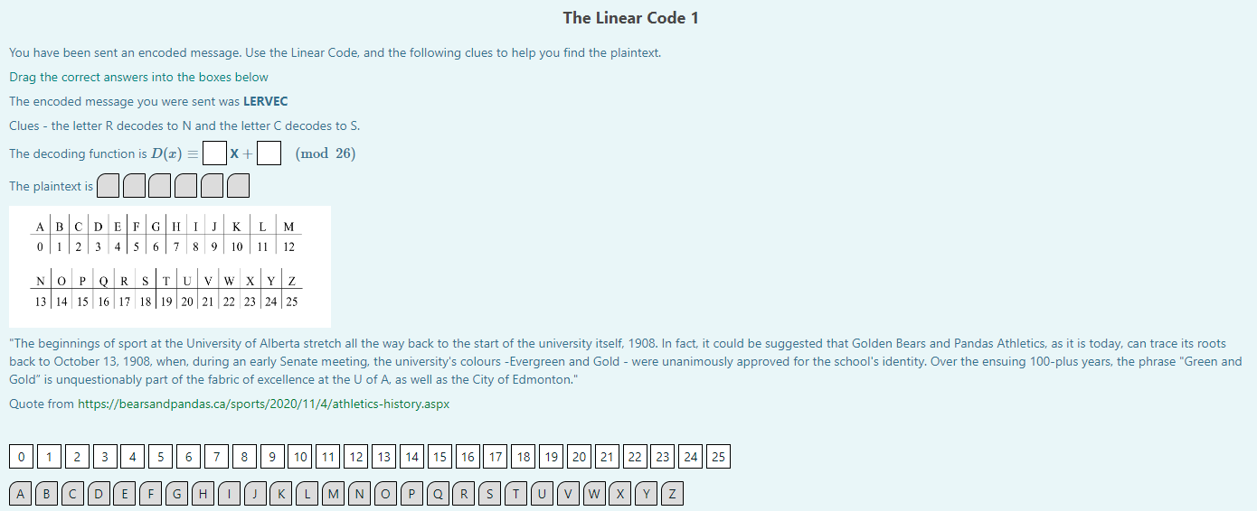 Solved You have been sent an encoded message. Use the Linear | Chegg.com