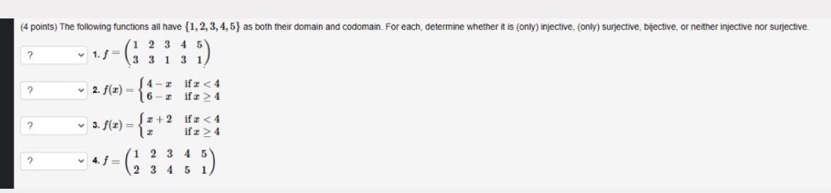 Solved (4 points) The following functions all have | Chegg.com