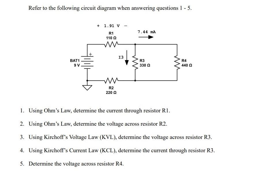 Solved Refer to the following circuit diagram when answering | Chegg.com