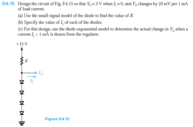 Solved D4.15 Design the circuit of Fig. E4.15 so that Vo=3 V | Chegg.com