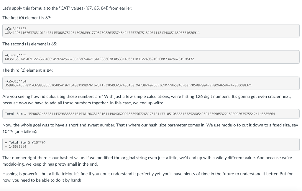 Solved Let's apply this formula to the "CAT" values | Chegg.com