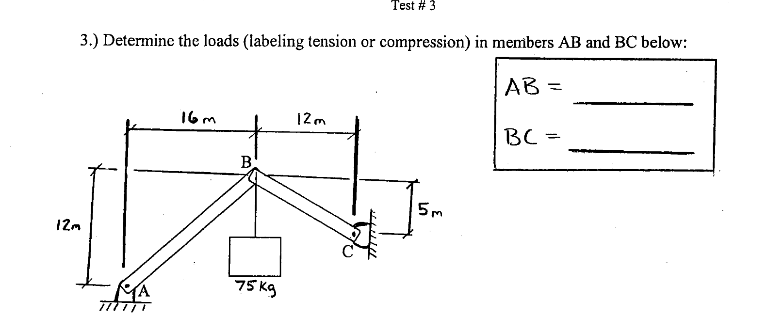 3.) Determine the loads (labeling tension or | Chegg.com