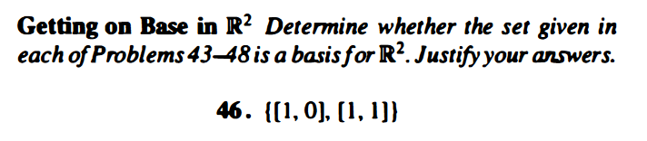 Solved Getting on Base in R2 Determine whether the set given | Chegg.com