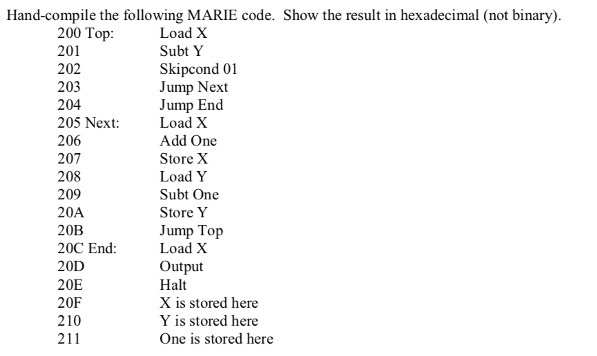 There are 15 MARIE instructions so with a 4-bit op | Chegg.com