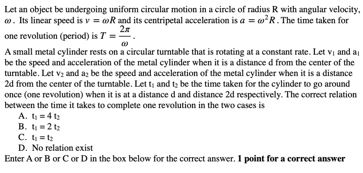 Solved Let an object be undergoing uniform circular motion | Chegg.com