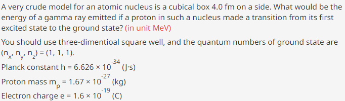 Solved A very crude model for an atomic nucleus is a cubical | Chegg.com