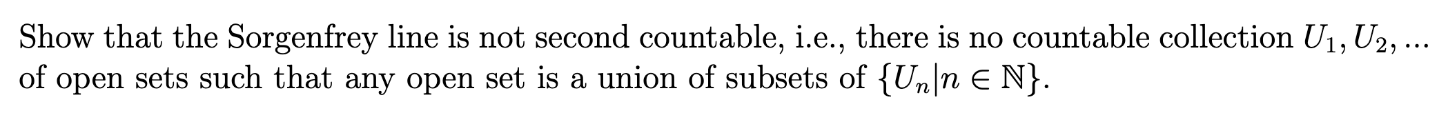 Solved Show that the Sorgenfrey line is not second | Chegg.com
