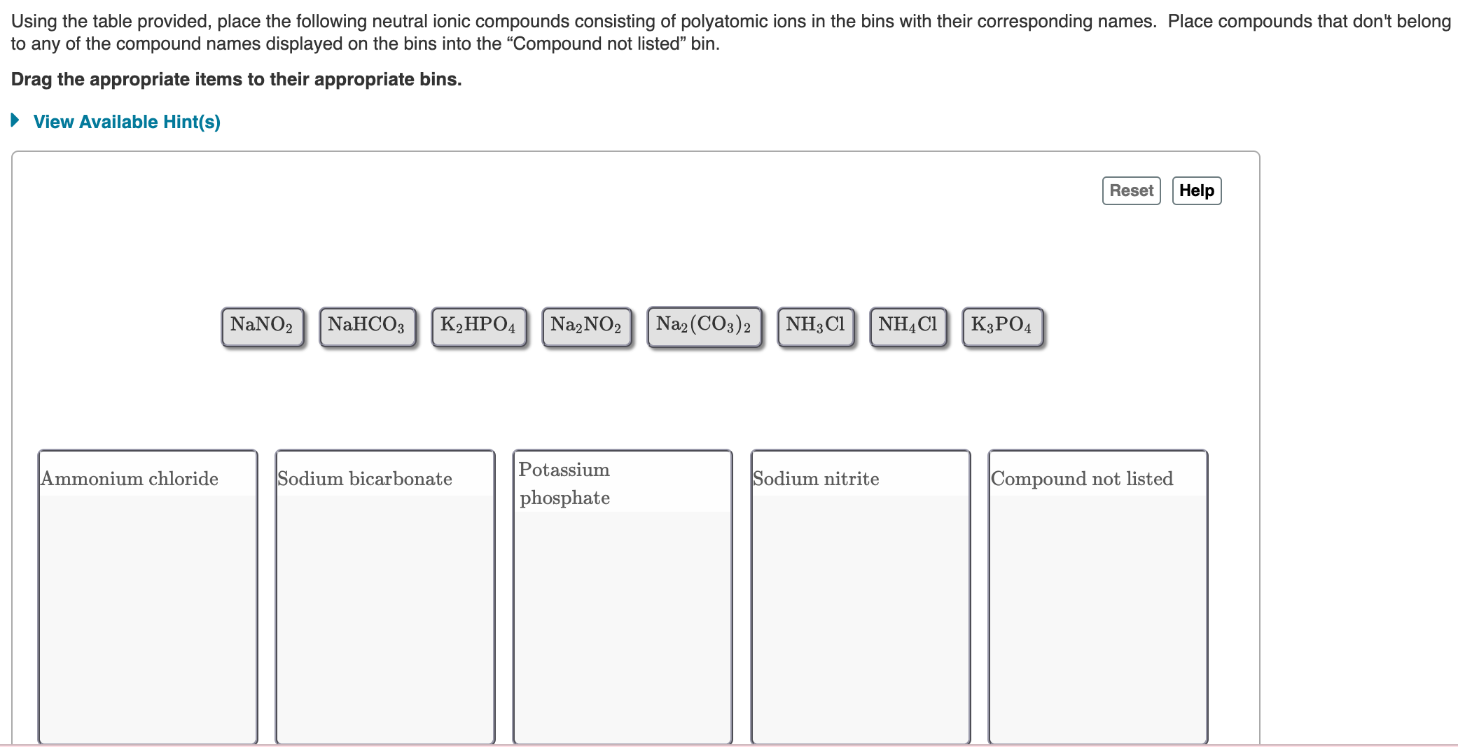 Solved Using the table provided, place the following neutral | Chegg.com