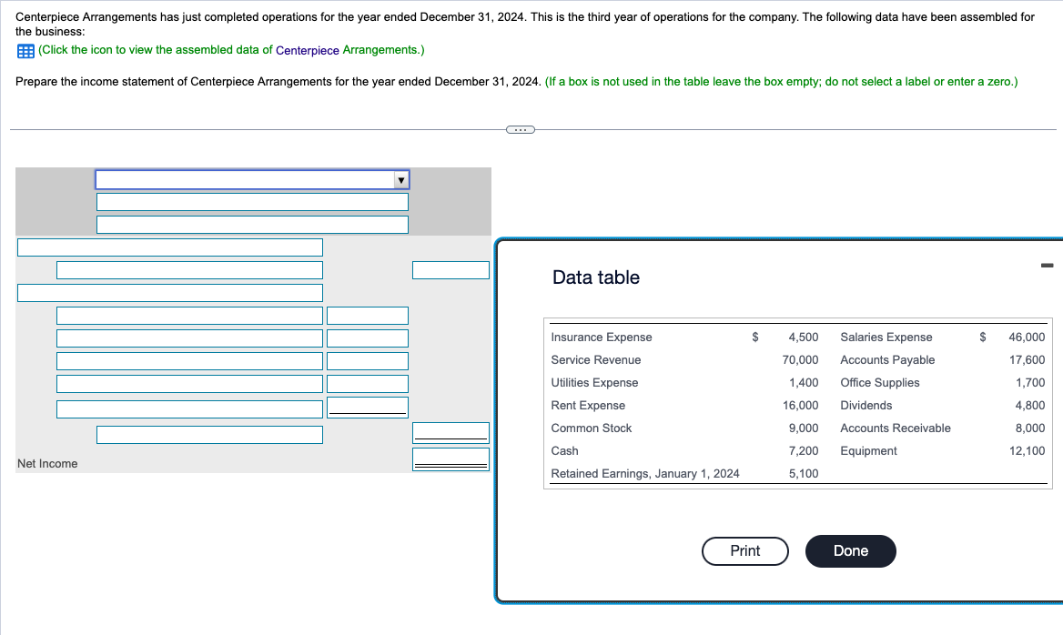 Solved the business: (Click the icon to view the assembled | Chegg.com