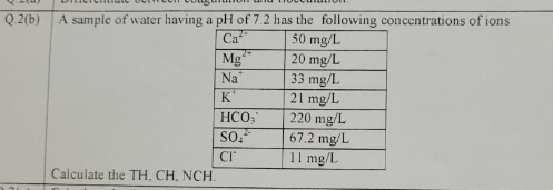 Solved 2.2(b) A sample of water having a pH of 7.2 has the | Chegg.com