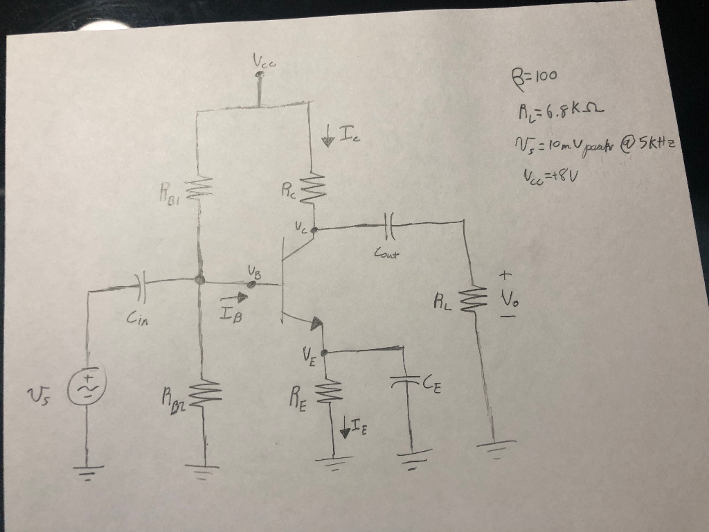 Solved Design an amplifier using a 2N2222 transistor in | Chegg.com