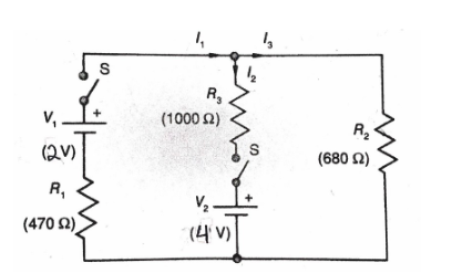 Solved 1. A two loop circuit with three resistors and two | Chegg.com
