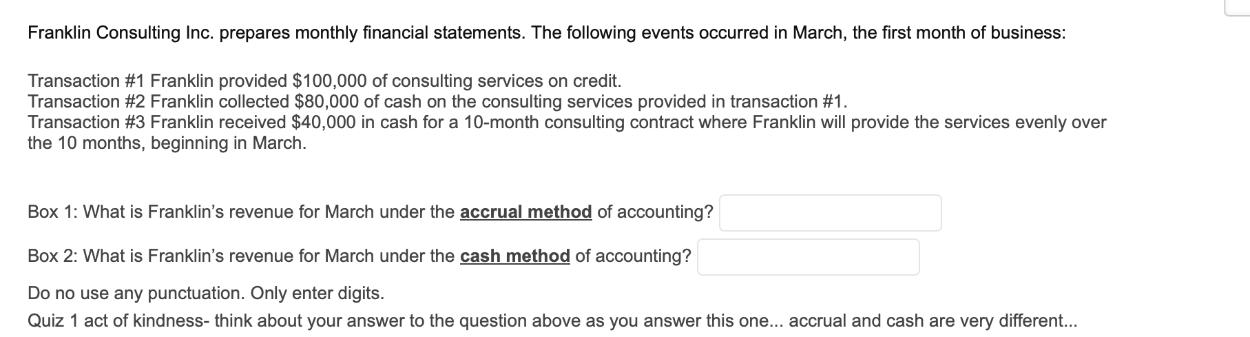 Solved Franklin Consulting Inc. prepares monthly financial | Chegg.com