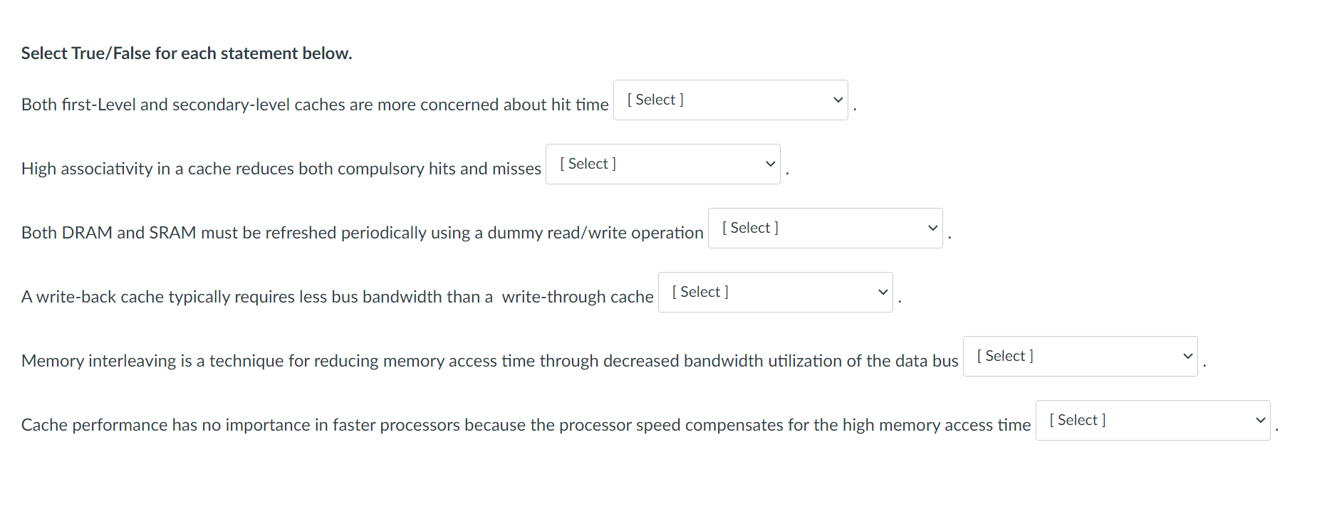 Solved Select True/False for each statement below. Both | Chegg.com