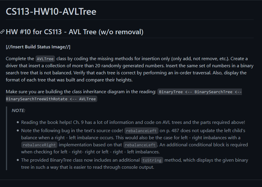 CS113-HW10-AVLTree 2 HW #10 for CS113 - AVL Tree (w/o | Chegg.com