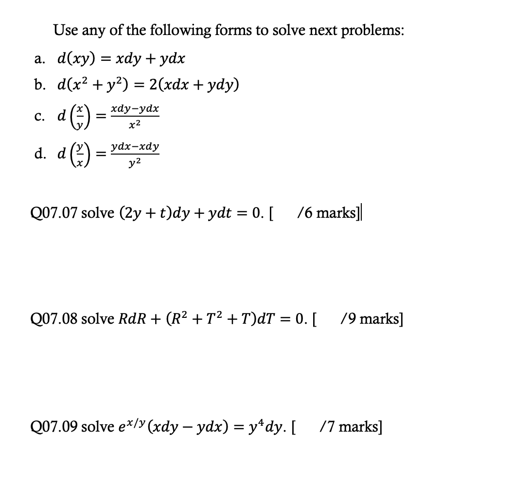 Solved Use Any Of The Following Forms To Solve Next 