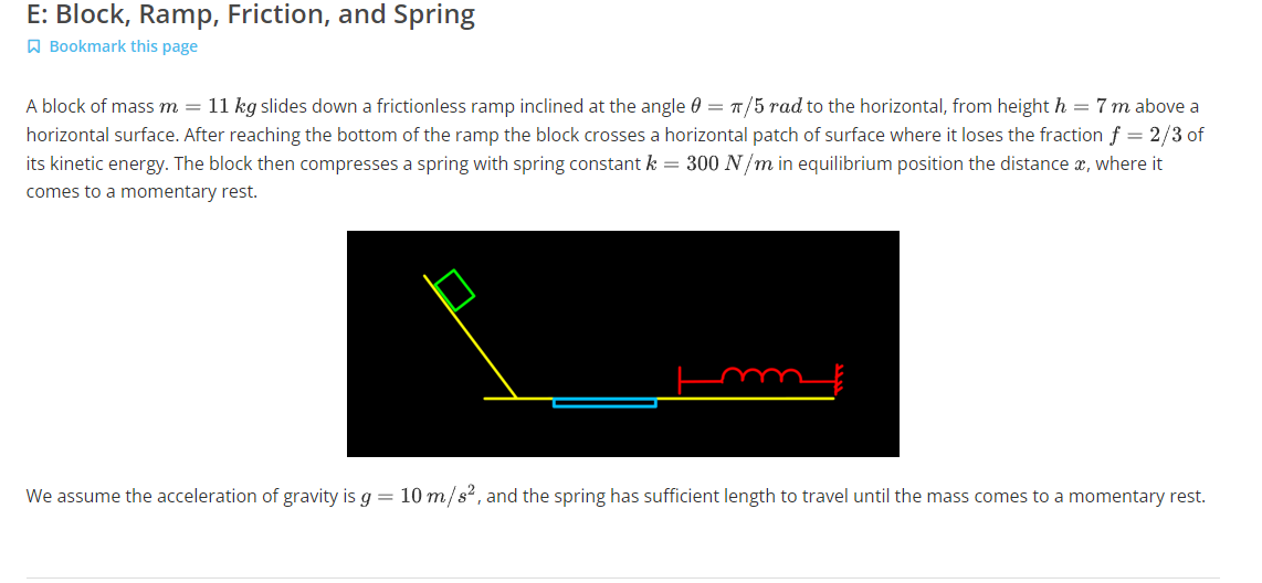 Solved E: Block, Ramp, Friction, and Spring W Bookmark this | Chegg.com