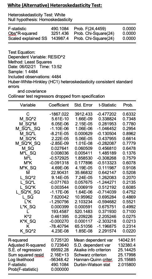 Solved given the test for the presence of heteroskedasticity | Chegg.com