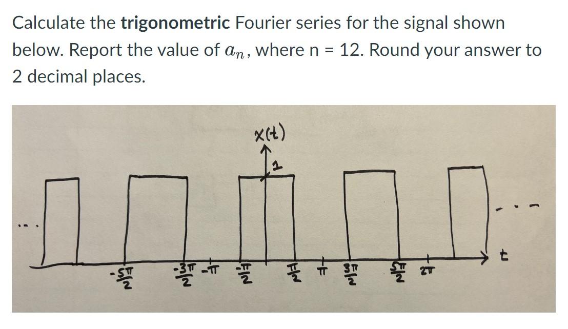 Solved Calculate the trigonometric Fourier series for the | Chegg.com