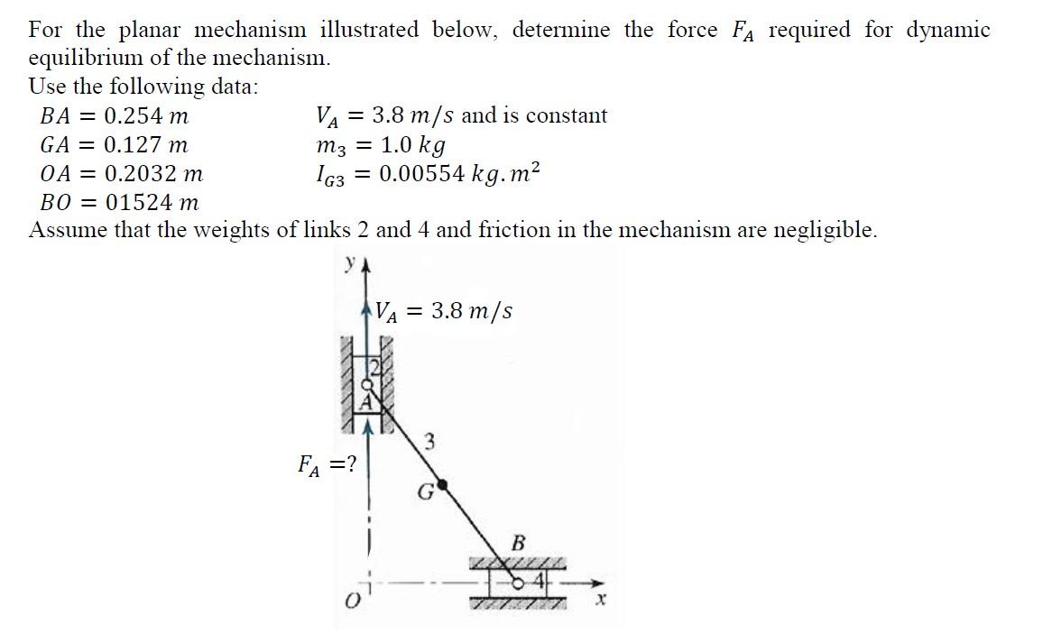 Solved For the planar mechanism illustrated below, determine | Chegg.com