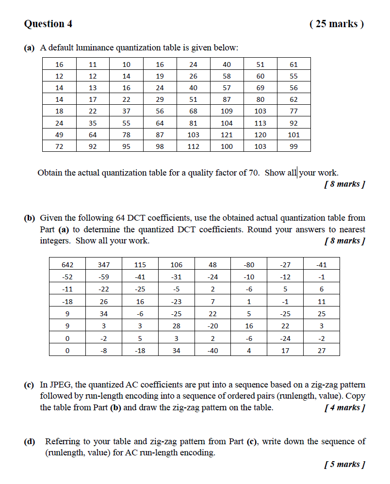 Solved Question 4 25 Marks A A Default Luminance 6991