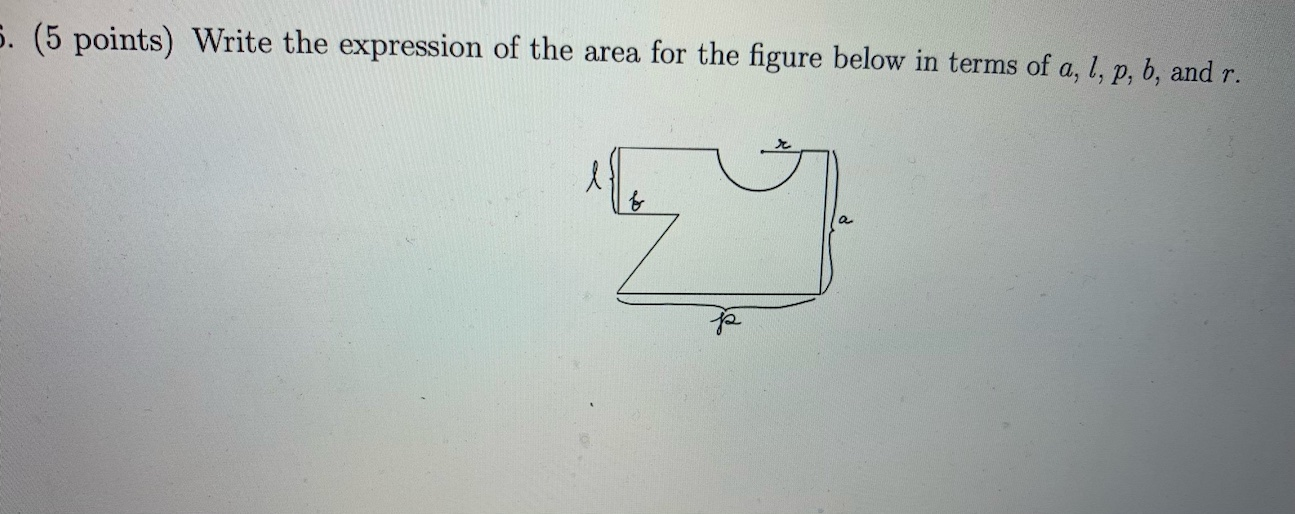 Solved 5. (5 points) Write the expression of the area for | Chegg.com