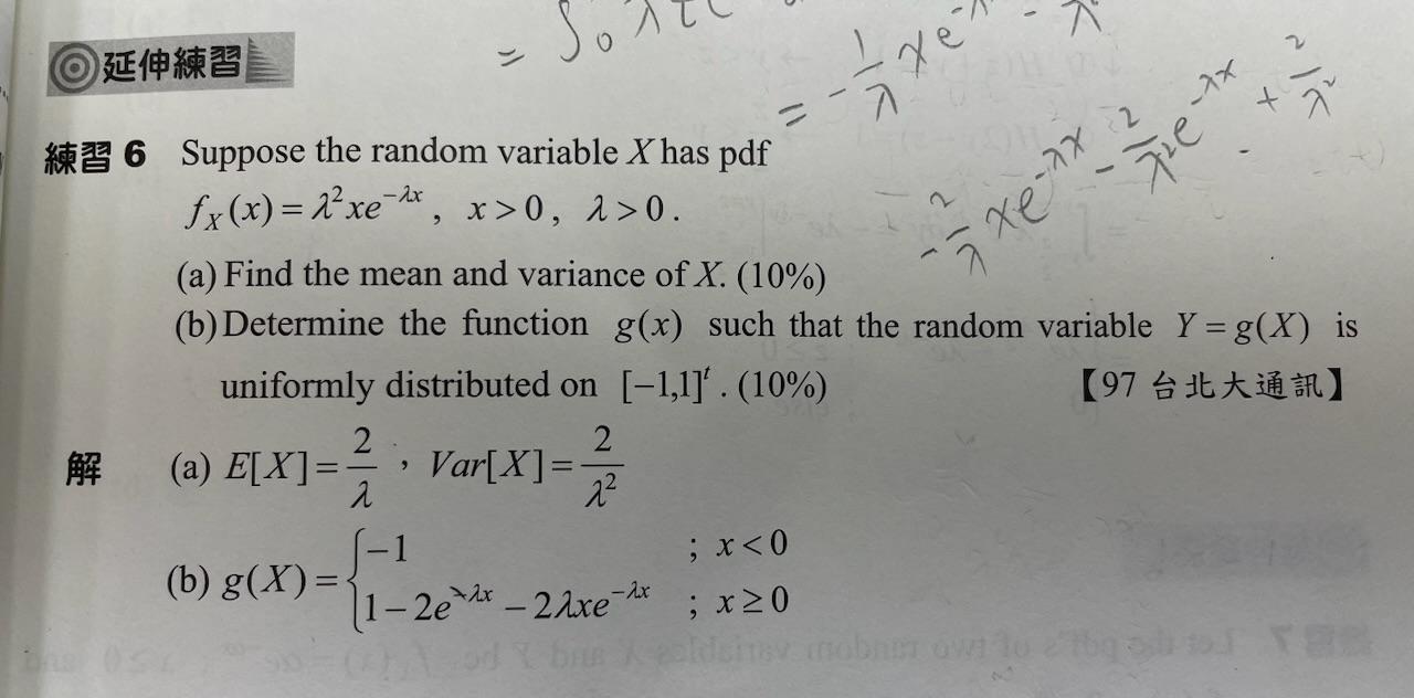 Solved 習 6 Suppose the random variable X has pdf | Chegg.com