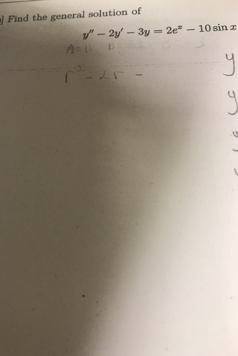 Solved Find the general solution of y" - 2y' - 3y = 2e^x | Chegg.com